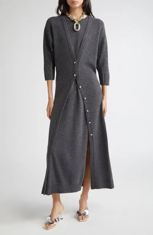 Rabanne Layered-Look Wool Blend Sweater Dress In Dark Grey - 75% Off |  Editorialist