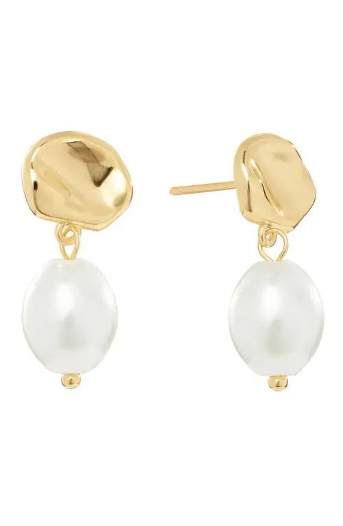 ATHRA LUXE Faux Pearl Drop Earrings - Gold