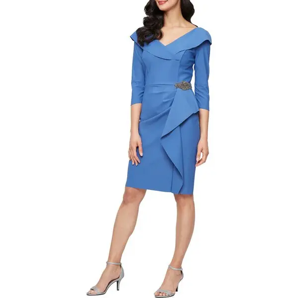 Alex Evenings Contour Collection Cocktail Dress - Cornflower