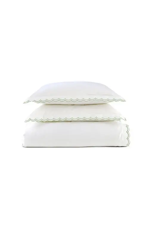 CHRISTY Scallop Edge Luxury Cotton Sateen Duvet Cover Sets - Matcha