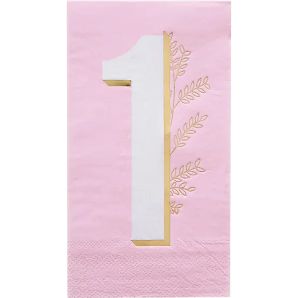 JOLLITY & CO First Birthday Guest Napkins - Pink