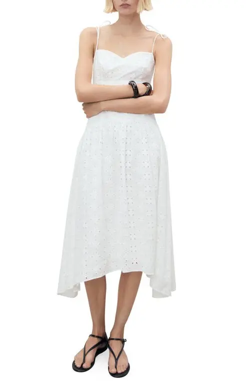 Mango Cotton Eyelet Midi Dress