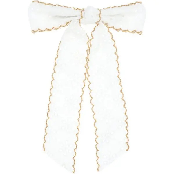 L. Erickson Holland Bow Barrette - Tan/white