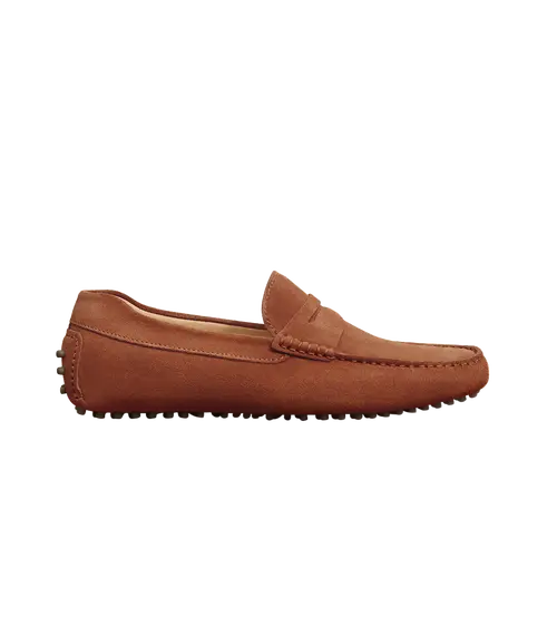 Jack Erwin Parker Suede Driving Loafer - Terracotta Suede