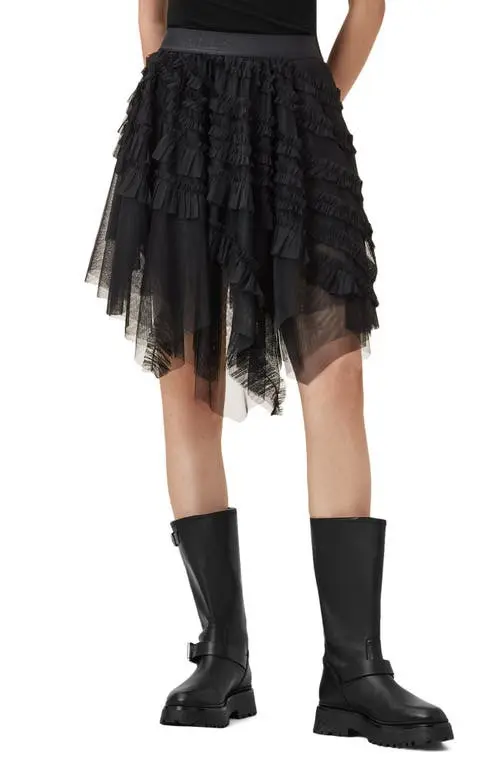 ALLSAINTS Jayde Handkerchief Hem Tulle Skirt - Black