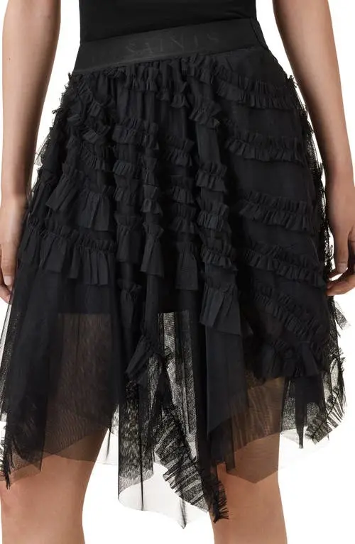 ALLSAINTS Jayde Handkerchief Hem Tulle Skirt - Black