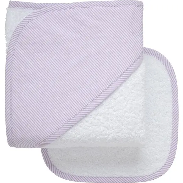3 MARTHAS Seersucker Stripe Hooded Towel & Washcloth Set - Lilac