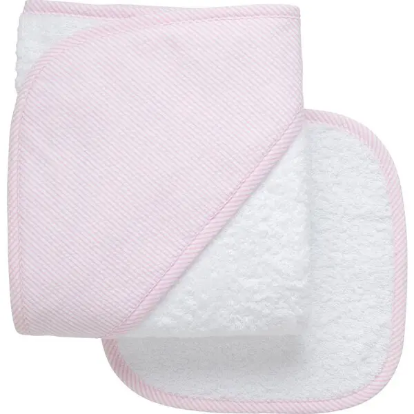 3 MARTHAS Seersucker Stripe Hooded Towel & Washcloth Set - Pink