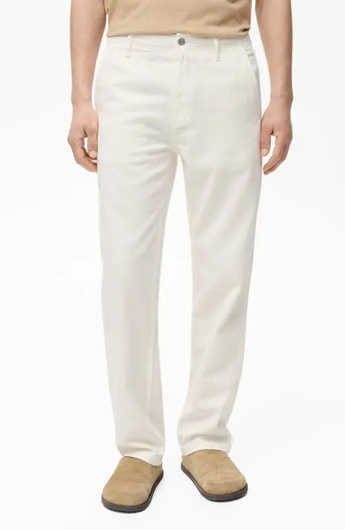 Mango Slant Pocket Straight Leg Jeans - Off White