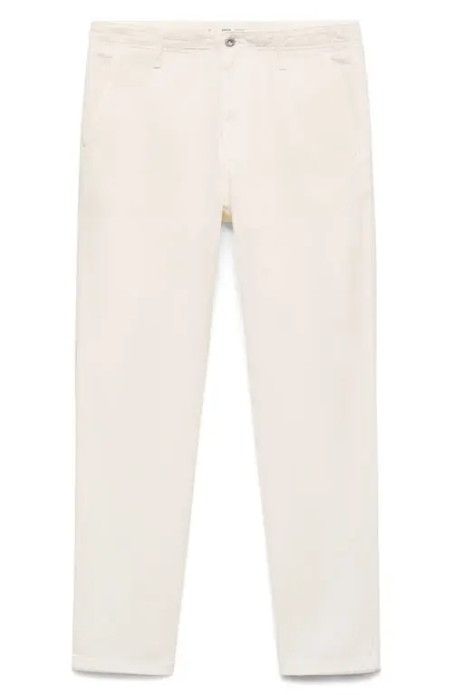 Mango Slant Pocket Straight Leg Jeans - Off White