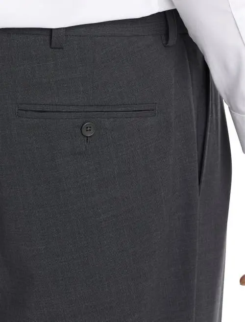 OAK HILL BY DXL Pleated Suit Pants With Waist-relaxer - Charcoal