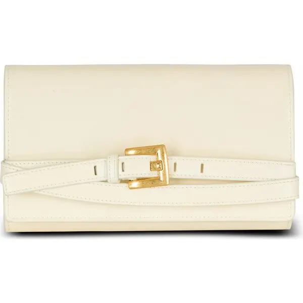 Balmain Crinkled Leather Wallet With Shuffle Chain - Beige