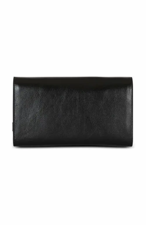 Balmain Crinkled Leather Wallet With Shuffle Chain - Black