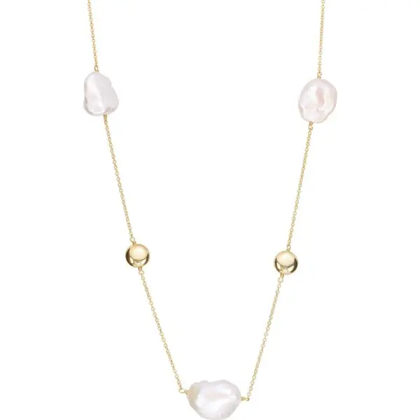 ATHRA LUXE Freshwater Pearl Station Necklace - Gold