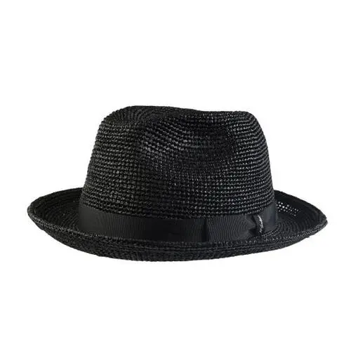 WIGENS Raffia Fedora With Grosgrain Hatband - Black