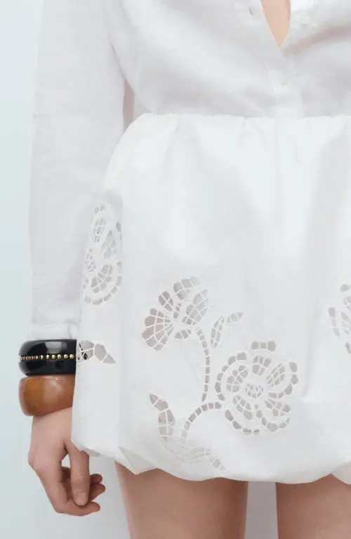 Mango Embroidered Bubble Hem Skirt