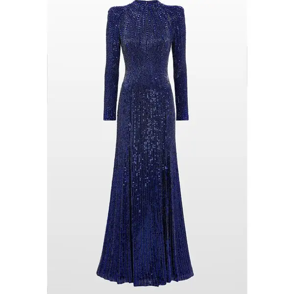 Jenny Packham Aurora Sequined Gown - Light Navy