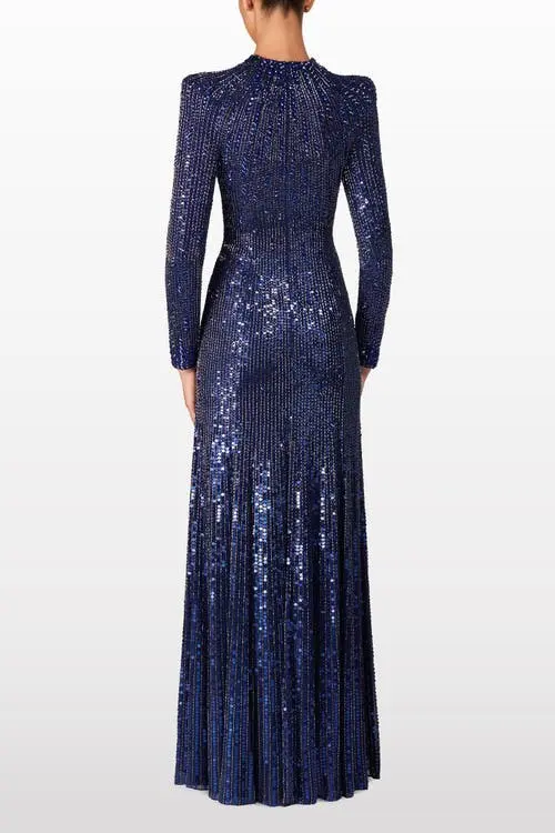 Jenny Packham Aurora Sequined Gown - Light Navy