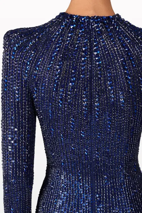Jenny Packham Aurora Sequined Gown - Light Navy
