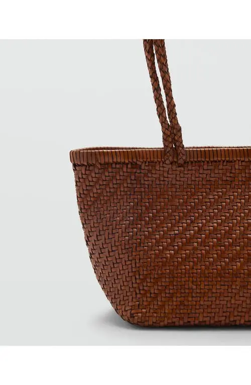 Mango Braided Shoulder Bag - Leather