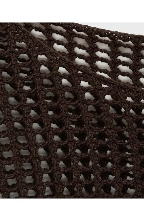 Mango Open Stitch Cotton Sweater - Chocolate