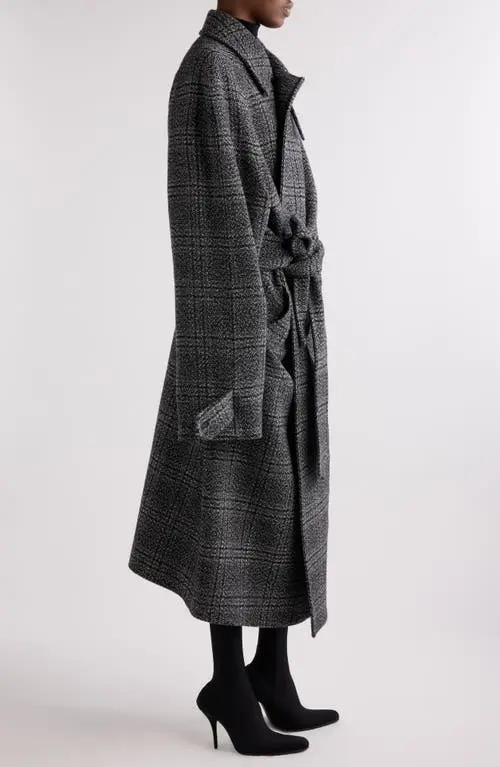 Balenciaga Oversized Wool Belted Coat - Black/grey