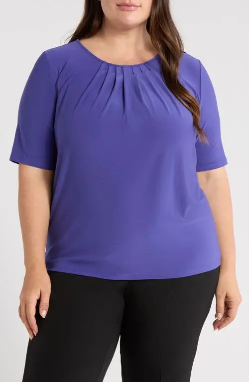 KASPER Pleat Neck Knit Top - Regal Purple