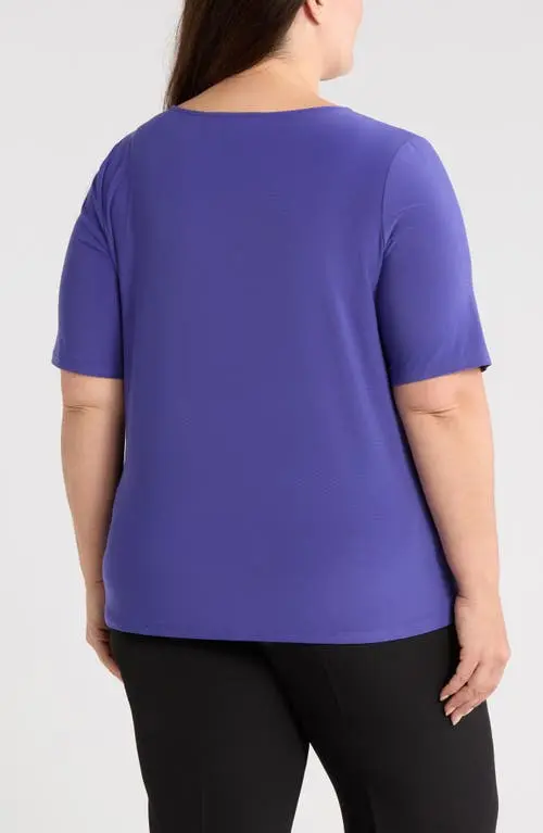 KASPER Pleat Neck Knit Top - Regal Purple