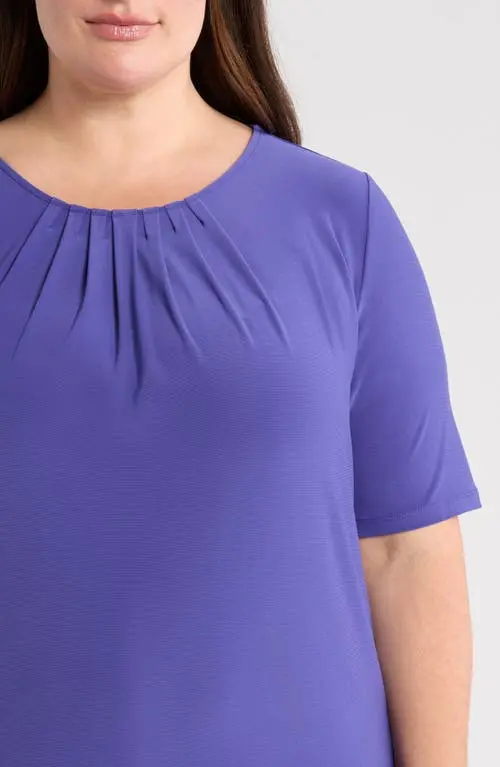 KASPER Pleat Neck Knit Top - Regal Purple