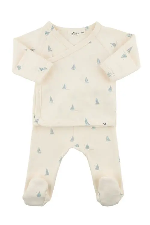 OH BABY! Mini Sailboats Kimono Set - Milk