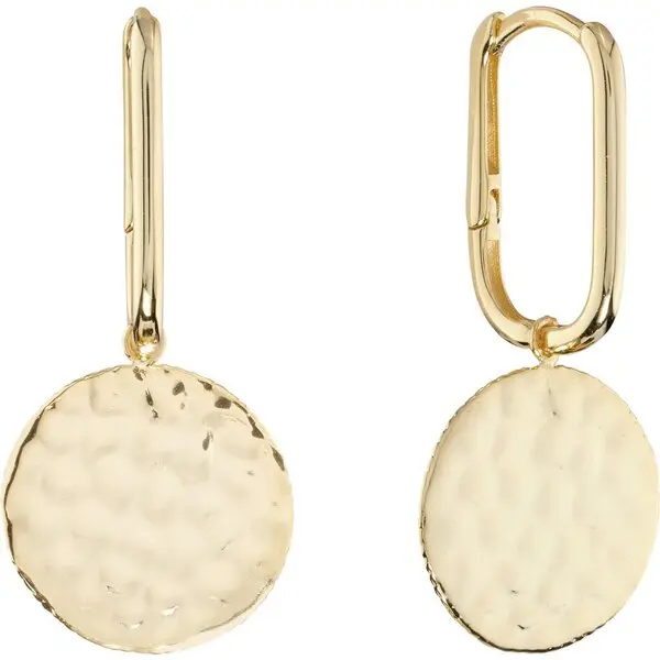 ATHRA LUXE Hammered Disc Huggie Hoop Earrings - Gold
