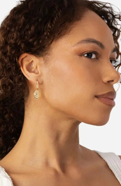 ATHRA LUXE Hammered Disc Huggie Hoop Earrings