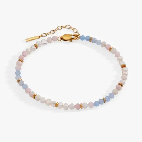 ALEX AND ANI Clear Quartz Beaded Anklet - Gold