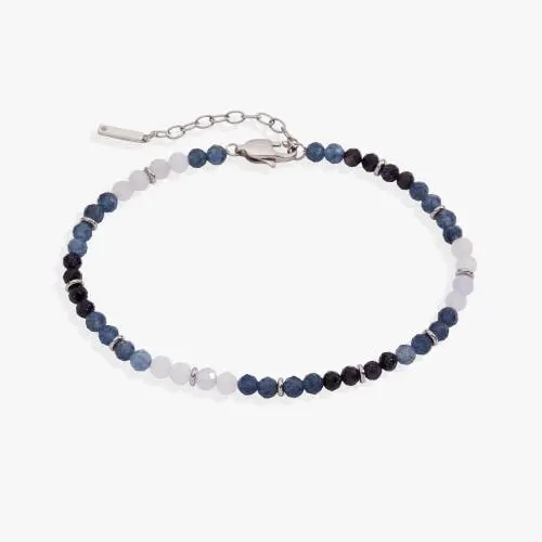 ALEX AND ANI Clear Quartz Beaded Anklet - Silver