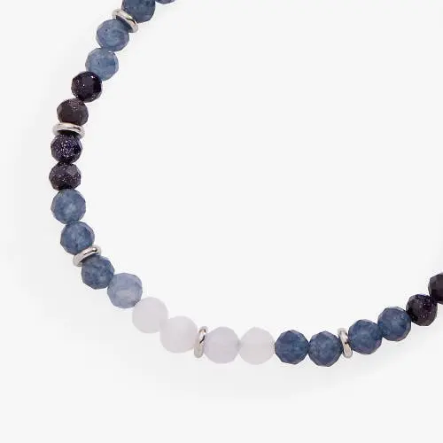 ALEX AND ANI Clear Quartz Beaded Anklet - Silver