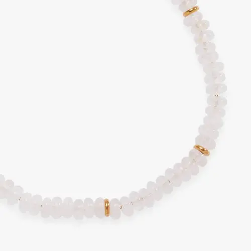 ALEX AND ANI Clear Quartz Beaded Anklet - White/gold