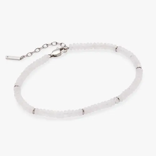 ALEX AND ANI Clear Quartz Beaded Anklet - White/silver