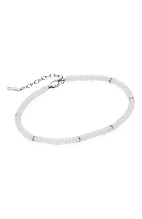 ALEX AND ANI Clear Quartz Beaded Anklet - White/silver