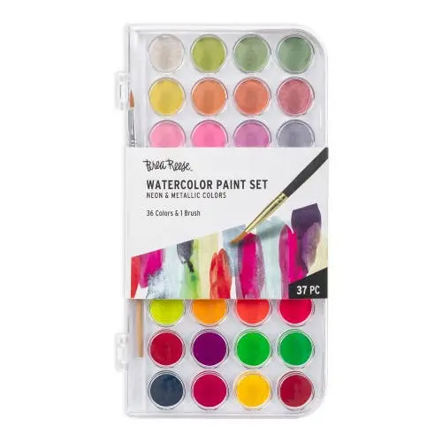 BREA REESE Neon & Metallic Watercolor Set 36 Colors - Multicolored