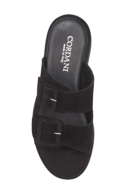 Cordani Karson 2 Platform Slide Sandal - Black Suede