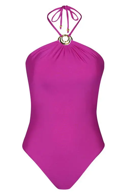 SUNSHINE 79 Solid Halterneck One-piece Swimsuit - Bright Violet