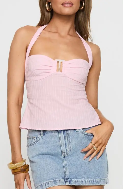 Princess Polly Isabetta Cotton Halter Top - Pink