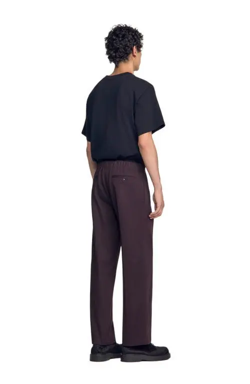 Sandro Elasticated Wide-leg Cotton Trousers - Chocolate