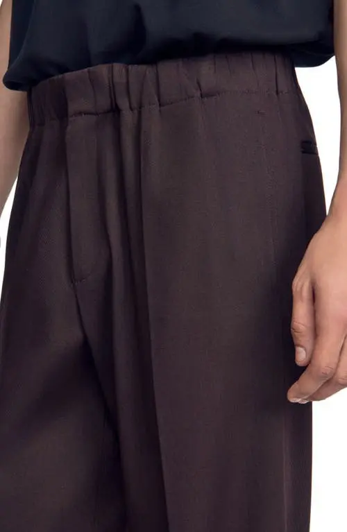 Sandro Elasticated Wide-leg Cotton Trousers - Chocolate