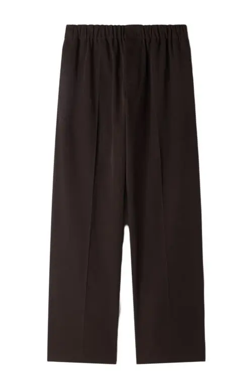 Sandro Elasticated Wide-leg Cotton Trousers - Chocolate