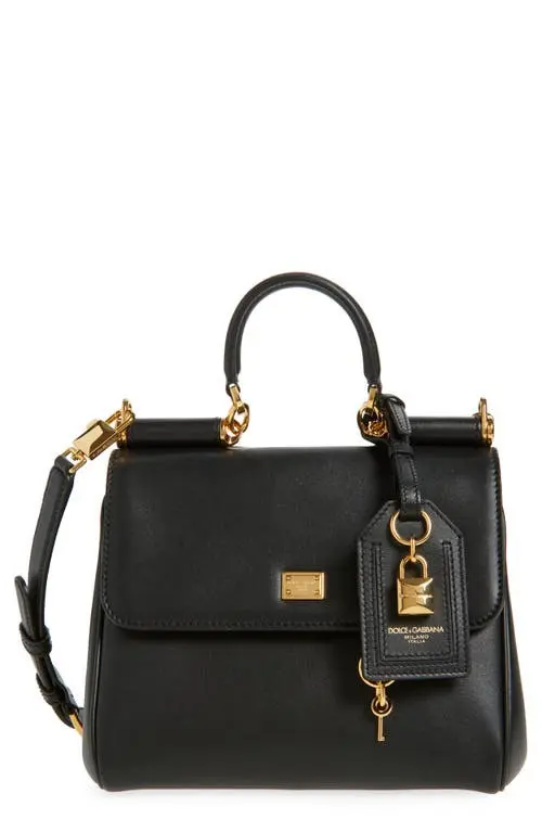 Dolce & Gabbana My Sicily Plongé Leather Top Handle Bag - 80999 Nero