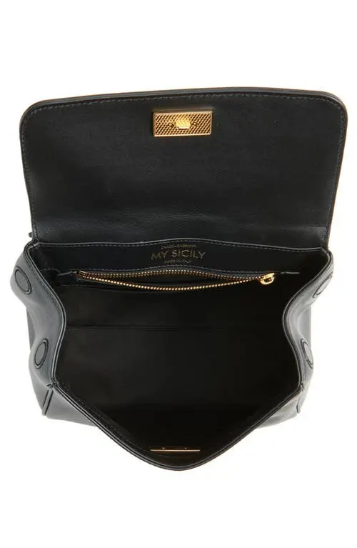 Dolce & Gabbana My Sicily Plongé Leather Top Handle Bag - 80999 Nero