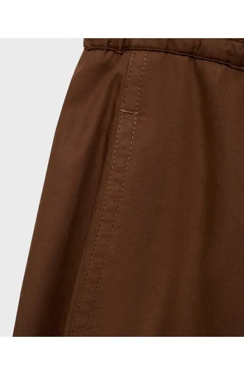 Mango Paperbag Wide Leg Cotton Poplin Pants - Brown
