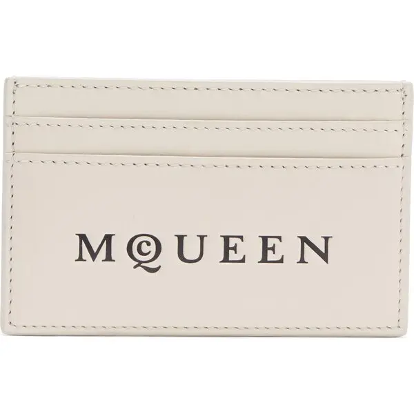 Alexander McQueen Leather Card Case - Bone/black