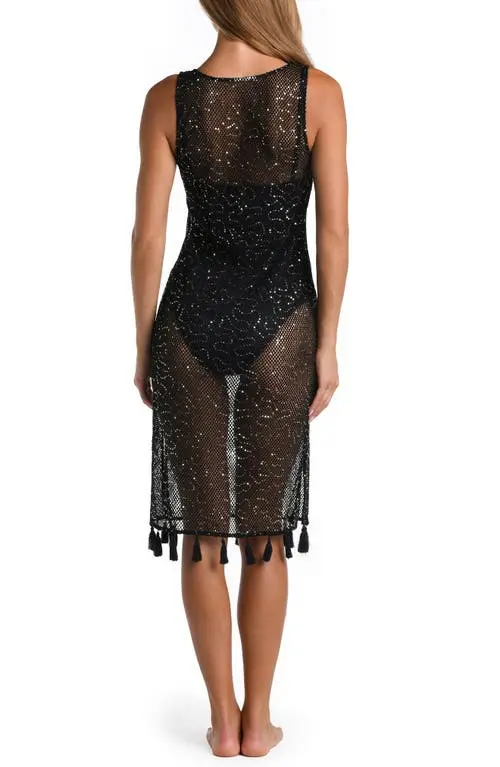 SUNSHINE 79 Shine Open Stitch Cover-up Dress - Black